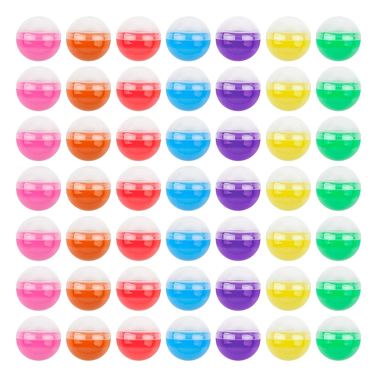AUEAR, Colorful Small Round Capsules 1.1 Inch Vending Machine Capsules Empty Plastic Gumball Machine Containers for Party Favor Prize (50 Packs)