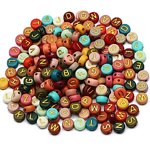 NHBT YU 4 * 7mm Mixed Letter Acrylic Beads Round Flat Loose Spacer Alphabet Beads for Jewelry Making Handmade DIY Bracelet Necklace Accessories T719 (Item Diameter : 300pcs)