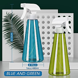 Plant Mister Spray Bottle, Mist Spray Bottle for Cleaning Solution Gardening Trigger Water Empty Sprayer 16oz Refillable Container,Durable Trigger Sprayer w/Mist and Stream Settings （2 Pack）