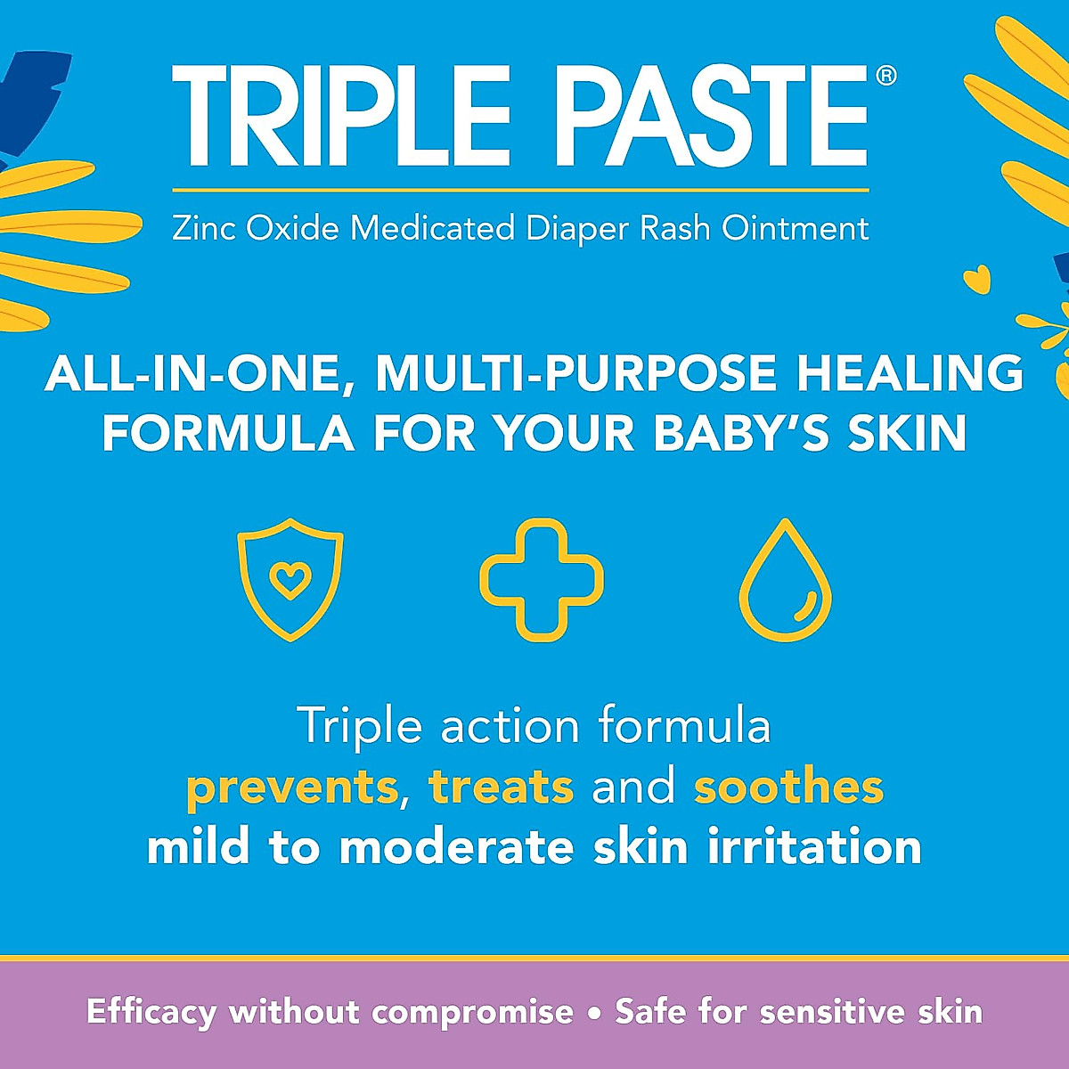 Triple Paste Multi-Purpose Baby Healing Ointment - 2 oz Tube – Diaper Rash Cream and Skin Protectant for Hands, Face & Bottom Treats, Soothes & Prevents with Zinc Oxide (Packaging May Vary)