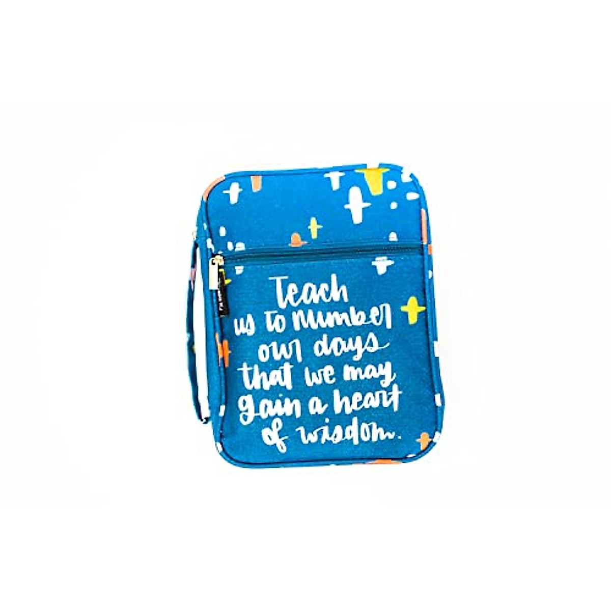 Women and Girls Large Medium Size Colorful Floral Bible Cover - Bible Carrying Case - Bible Bag - Gift for Baptism Dark Blue Crosses Bible Cover