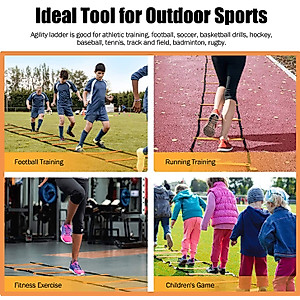 ENDIESS Agility Ladder Speed Agility Training Equipment,1 Agility Ladder 20ft,4 Hurdles,Training Soccer Cones,Jump Rope,Running Parachute, Agility Training Equipment for Kids Youth Adul (Yellow)