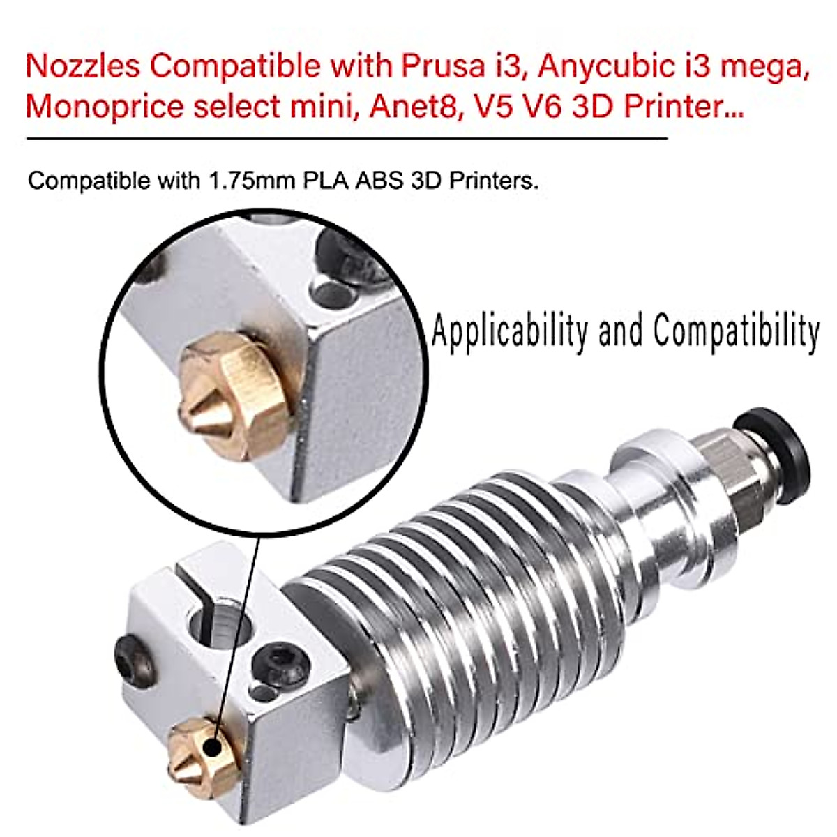 XIFOWE Nozzles 22 pcs 3D Printer Brass Nozzles for V5-V6 3D Printer, 0.2mm, 0.4mm, 0.6mm, 0.8mm, 1.0mm, with DIY Tools and A Ten-Grid Parts Box, Compatible with I3 A8 MK3/MK3S Clone