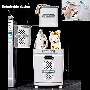 Laundry Sorter, 3 Bag Laundry Hamper Sorter with Rolling Heavy Duty Casters, Laundry Organizer Cart for Clothes Storage, Bathroom Shelf