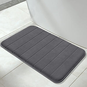 Yimobra Memory Foam Bath Mat Large Size, 31.5 x 19.8 Inches,Soft and Comfortable, Super Water Absorption, Non-Slip, Thick, Machine Wash, Easier to Dry for Bathroom Floor Rug, Dark Gray