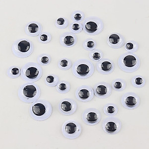 Self Adhesive Googly Wiggle Eyes, Multi Colors and Sizes Craft Sticker Eyes DIY Scrapbooking Crafts Projects Dolls Accessories(Black Mixed 100PCS)