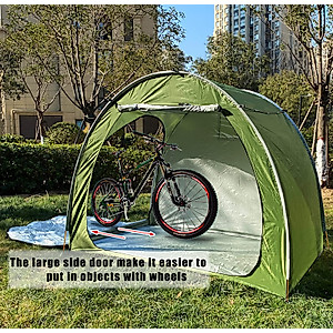 HuaKastro 80"Lx60"W Extra Large Waterproof Bike Cover Storage Tent for 4 Bikes w/ Dual Doors and Premium Aluminum Support Poles, UV-Proof 210D Oxford Fabric Shed, Easy Setup, Portable and Space Saving
