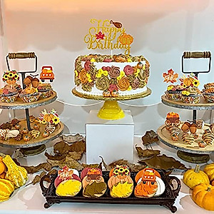 Pumpkin Party Decorations Kit Happy Birthday Pumpkin Banner Autumn Cake Topper Latex Balloon for Fall Birthday Baby Shower Thanksgiving