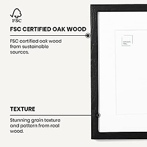 Opposite Wall - 16x20 in - Black Solid Oak Wood Picture Frame - Lightweight, Versatile & Shatterproof - Wall Hanging Poster or Photo Frame - Wall Decor for Office, Gallery & Home