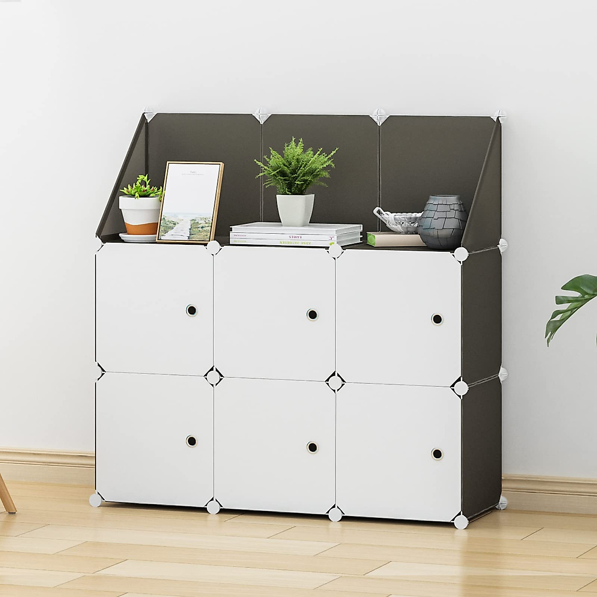 Aeitc Cube Storage Closet Organizer Cube Organizers Storage Shelves for Bedroom, Living Room, Office, Brown+white