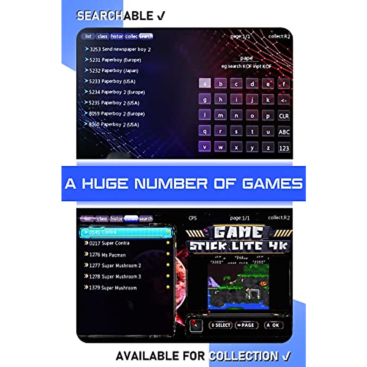 Apriluna Retro Game Console Wireless HDMI Output System，Built in 10000+ Classic Handheld Games 2.4G Wireless Controllers, 9 Emulator Consoles