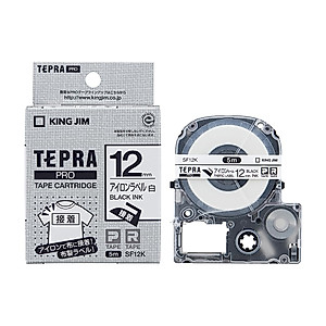 King Jim SF12K Tepra PRO Tape Cartridge, Iron Label, 0.5 inches (12 mm), White/Black Character, 16.4 ft (5 m)