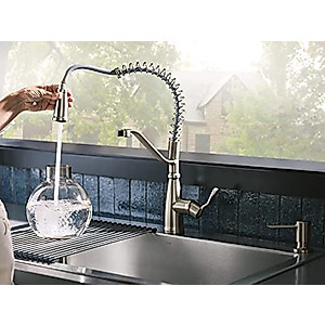 Moen Nolia Spot Resist Stainless One-Handle Pre-Rinse Spring Pulldown Kitchen Faucet, Single Hole Kitchen Sink Faucet with Soap Dispenser, 87886SRS
