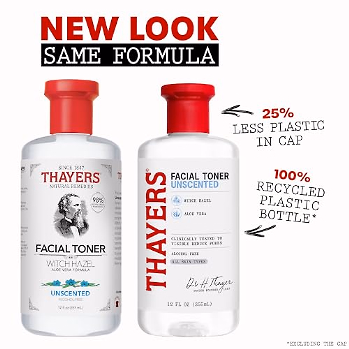 THAYERS Alcohol-Free, Hydrating, Unscented Witch Hazel Facial Toner with Aloe Vera Formula, Vegan, Dermatologist Tested and Recommended, 12 Oz (Packaging May Vary)