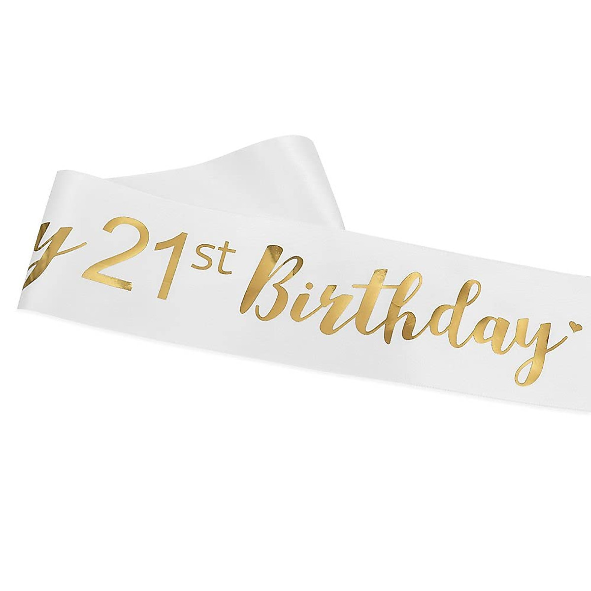 ADBetty 21st Birthday Tiara and Sash Set - White Sash/ Gold Foil Lettering, Rhinestone Tiara for Girl, 2 Piece Set, Costume Headwear for Young Adults, Perfect for Party Favors and Decorations