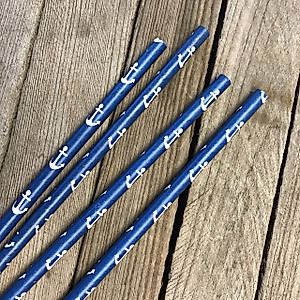Anchor Nautical Themed Paper Straws - Navy Blue White - 7.75 Inches - 100 Pack - Outside the Box Papers Brand