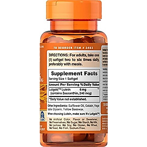 Puritans Pride Lutein 6 Mg with Zeaxanthin Supports Eye Health, 200 Count