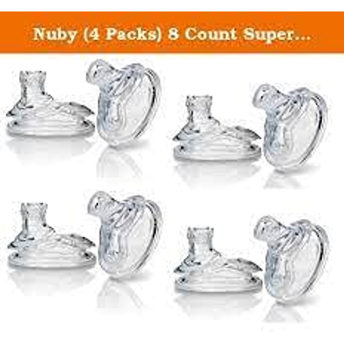 Nuby (4 Packs) 8 Count Super Spout No Spill Replacement Spouts Clear