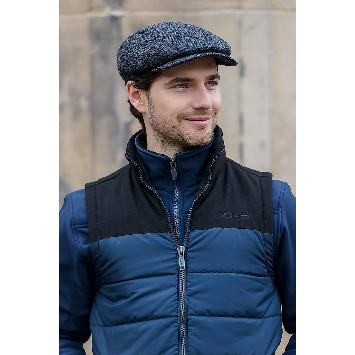 Mucros Weavers Kerry Cap Charcoal Herringbone X-Large