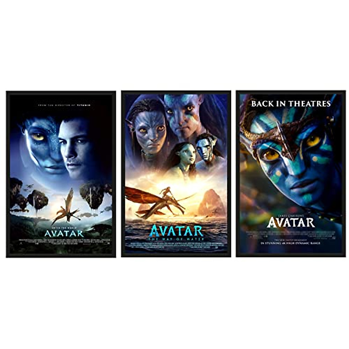 Avatar: The Way of Water Poster (2022), Avatar (2009) and the Re-Release Poster of Avatar, Set of 3 Movie Posters (11 x 17)