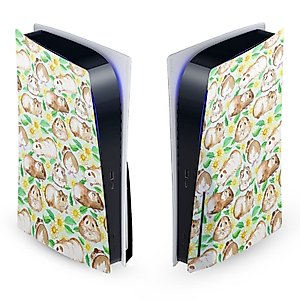 Guinea Pigs and Daisies in Watercolour On Mint Art Mix Vinyl Faceplate Sticker Gaming Skin Case Cover Compatible with Sony Playstation 5 PS5 Disc Edition Console