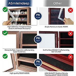 Military Challenge Coin Display Case Holder with HD Toughened Glass and Wall Mount, Wooden Coin Stand Rack with Removable 2 Grooves Shelves, Rustic Brown…