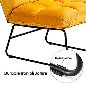 MCombo Accent Chair with Ottoman, Velvet Modern Metal Legs, Club Chair Lounge Sofa Couch for Living Reading Room Bedroom 0014 (Yellow)