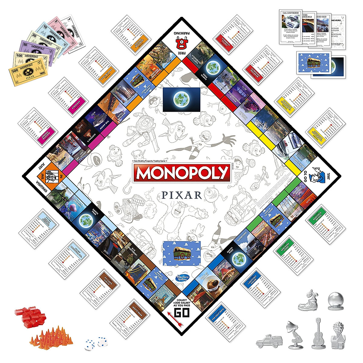 Hasbro Gaming Monopoly: Pixar Edition Board Game for Kids 8 and Up, Buy Locations from Disney and Pixar's Toy Story, The Incredibles, Up, Coco, Lightyear, and More (Amazon Exclusive)