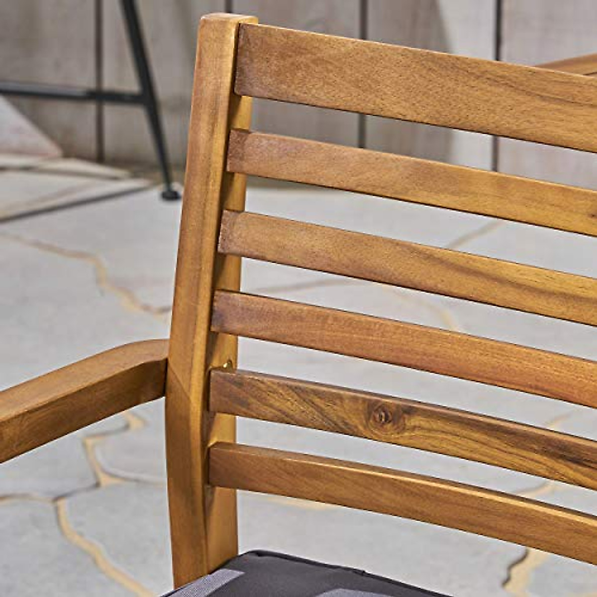 Christopher Knight Home Patio Dining Chairs, Teak Finish + Dark Gray