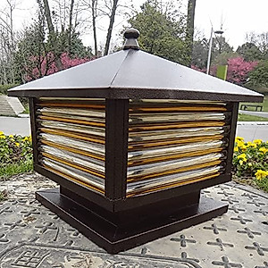 JSBDPHW European Style LED Pillar Lamp Outdoor Courtyard Garden Column Light Waterproof IP65 Aluminum Square Post Light Villa Fence Gate Decoration Landscape Light