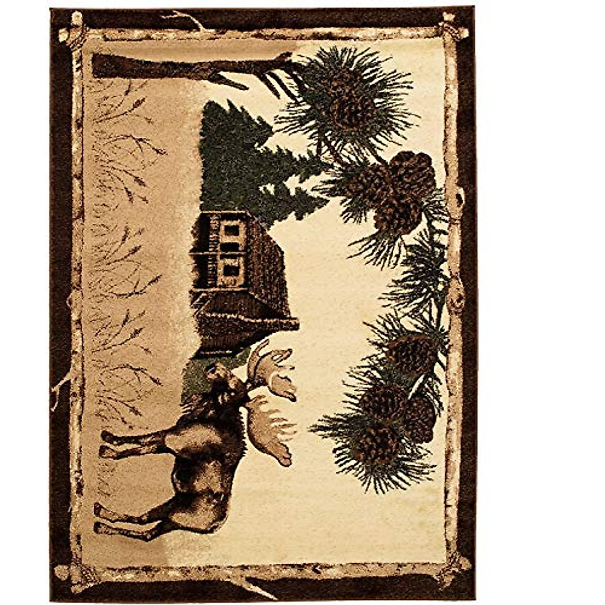 Champion Rugs Rustic Lodge Deer Elk Moose Area Rug (2’ X 3’)