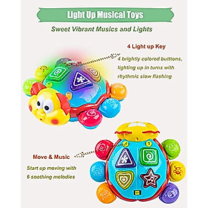 Vanmor Walking Crawling Toys for Infants 6-12 18 Months +, Spanish English Bilingual Learning Toy Montessori Educational Toy, Baby Musical Light up Toys Gifts for 1 2 3 Year Old Boy Girl