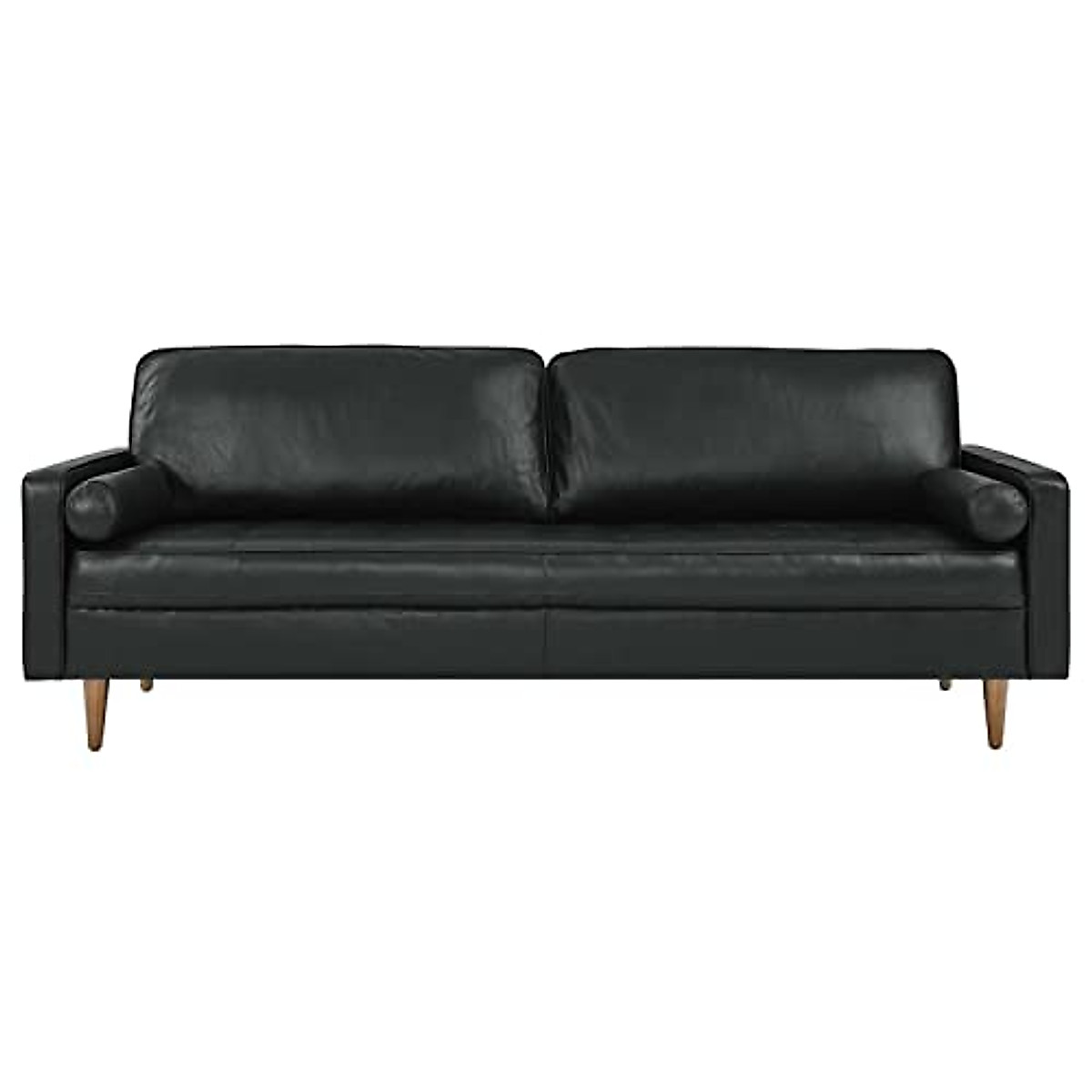 Modway Valour 88" Modern Style Leather and Dense Foam Sofa in Black Finish