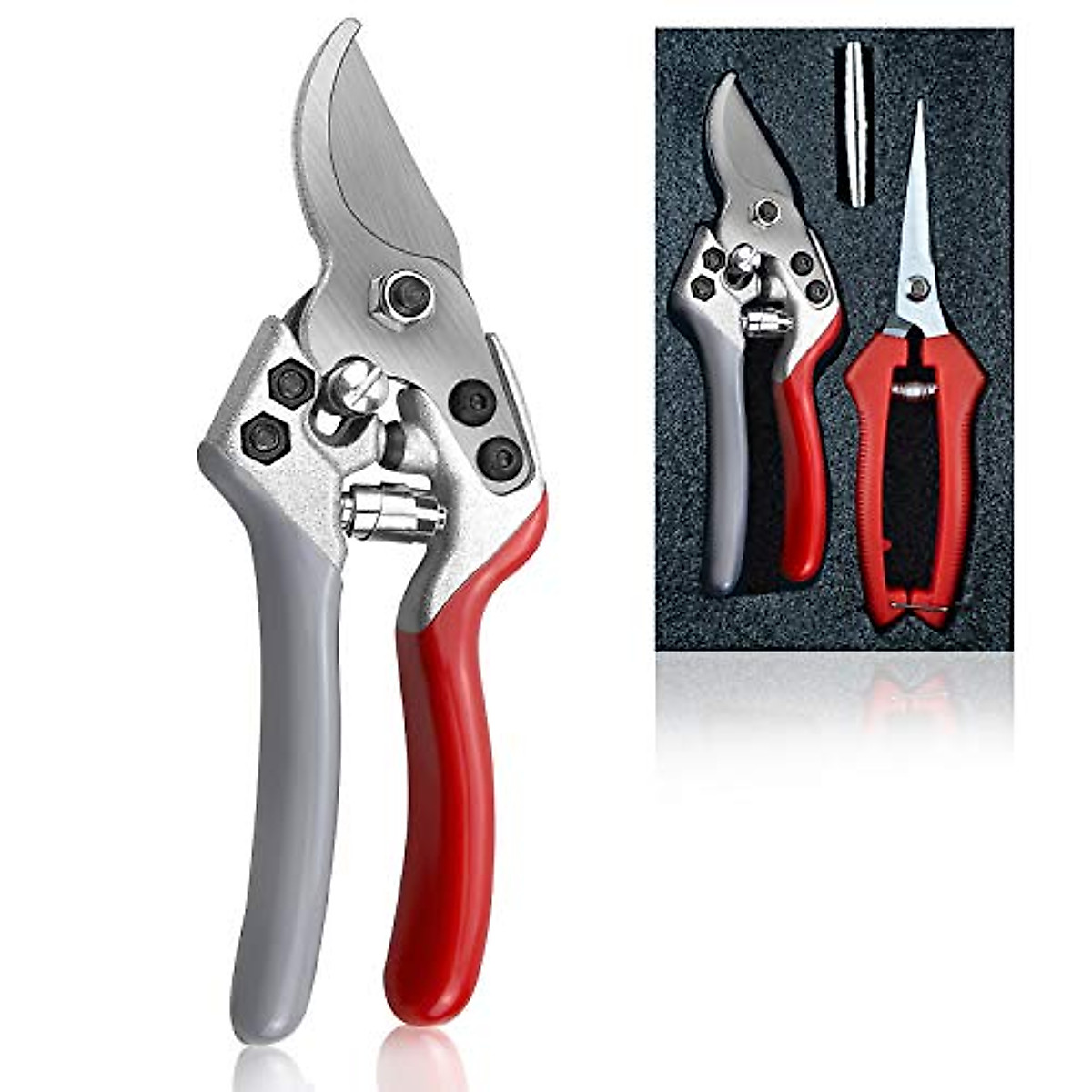 Pruning Shears, Garden Clippers Plant Scissors Professional Bypass Pruner Tree Branch Cutter Plant Trimming Scissors 2 PCS Red
