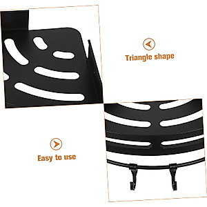 HOOTNEE 1 Set Bathroom Storage Rack Storage Shelves Wall Hanging Shelf Decorative Shelving Wall Mounted Storage Mounted Floating Shelf Shampoo Storage Stand Black Stainless Steel