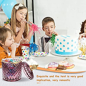 VICASKY Glass Qtip Holder Crystal Diamond Faceted Round Jar Bucket with Lid Cotton Swab Dispenser Buffet Candy Container for Home Kitchen Bedroom Purple