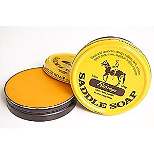 Fiebing's Saddle Soap 3.5oz - Yellow - Clean, Polish and Maintain Saddles, Shoes, Luggage, Handbags - Thoroughly Cleans & Restores Natural Preservative Leather Oils to Maintain Suppleness & Strength
