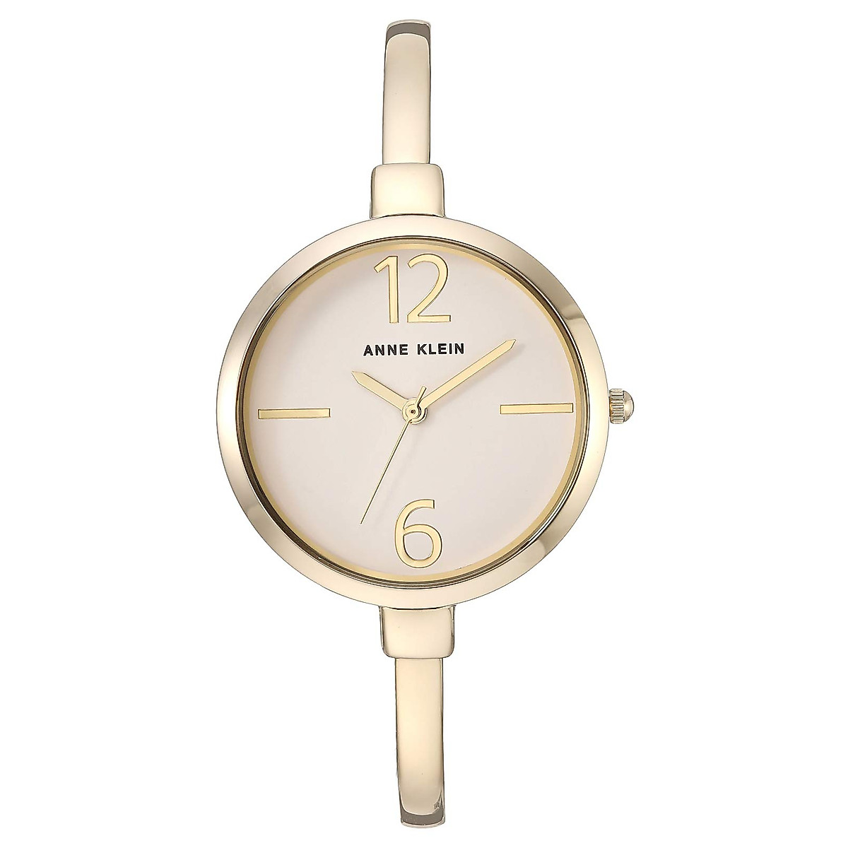 Anne Klein Women's AK/3290LPST Gold-Tone Bangle Watch and Premium Crystal Accented Bracelet Set