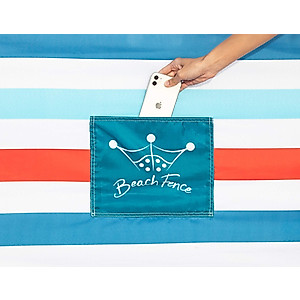 BEACH FENCE Premium 20 ft Beach Windscreen, Privacy Screen, Wind Blocker - Royal Red, Free Rubber Mallet and Carry Bag Included