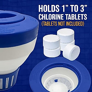 Poolzilla Deluxe Chlorine Feeder, Adjustable Collar Design for Optimal Dispersion, Can Hold Chlorine Tablets up to 3”