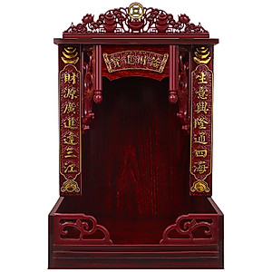 BESTOYARD for Buddha Altar Shelf for Wall Altar Cabinet Wall Mount Japanese Decor Buddha Shelf for Desktop Chinese Decor Buddhist Altar Wall Shelf Temple Buddha Statue Wood Red Pet