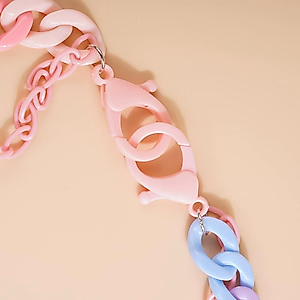 Wiwpar Colorful Acrylic Jean Chains Wallet Pocket Chains Rainbow Jean Pants Chain Keychain Body Chain for Women and Girls (Pink)