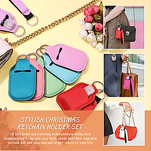 Patelai 54 Pcs Hand Sanitizer Holder Keychain Wristlet Set 1oz Empty Travel Bottle Portable Keychain Holder(Colorful Style)