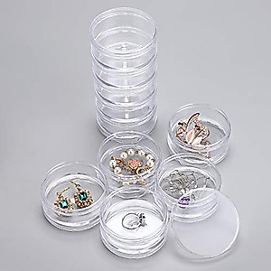 Hipiwe 2 Packs 5 Slot Clear Plastic Round Storage Jars - Art Craft Accessory Organizer Box Jewelry Beads Sewing Pills Container Holder for Storage Small Items, Hardware
