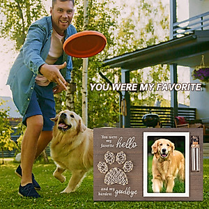 Dog Memorial Picture Frame with Pet Urns for Dogs Ashes, Pet Condolences Photo Frame with Paw Print, Passing Away Gifts for Pet Loss Remembrance, Touching Sympathy Gift for Loss of Dog (Brown1)