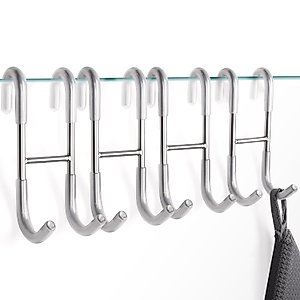 NINETREX Shower Door Towel Hooks, Over Glass Door Brushed Nickel Hook for Bathrooms,Towel Rack Heavy Duty 304 Stainless Steel for Towels Frameless Glass Door，Coats，Squeegee，loofah，4 Pack,Silver