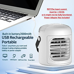 Portable Air Conditioner,Mini Personal Air Cooler,Desktop Portable Ac with Ice Packs,2000 mAh Rechargeable Battery