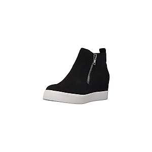 Steve Madden Women's Wedgie Sneaker, Black Suede, 9