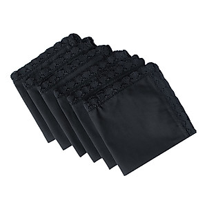 MemoryHanky Ladies Bridal Wedding Crochet Lace Handkerchiefs Black Cotton Hankies 6PCS