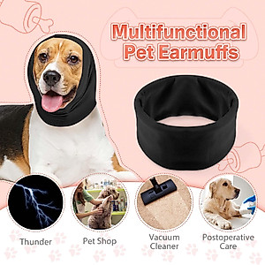 PETWIT Dog Ear Muffs for Noise Protection Dog Hood for Dogs & Cats Breathable Calming Band for Dogs & Cats Head Wrap with Anxiety Relief (Black, Middle)